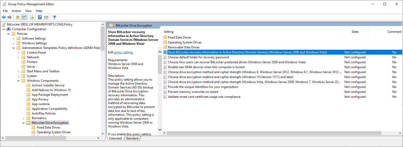 How to Enable BitLocker Recovery Information to Active Directory