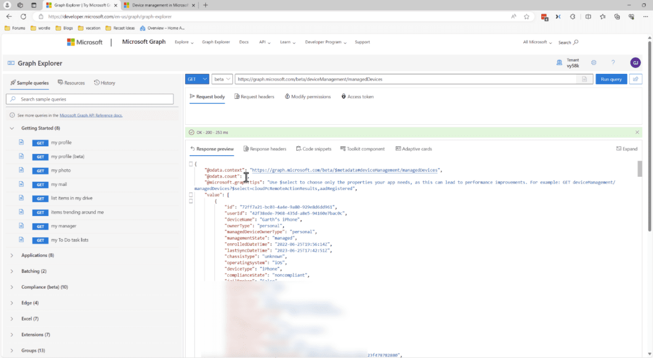 Graph Explorer Getting Started with Intune Data Analysis - Ask Garth